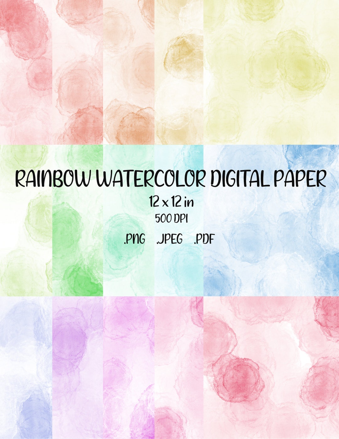 Rainbow Watercolor Paper DOWNLOADABLE - Etsy