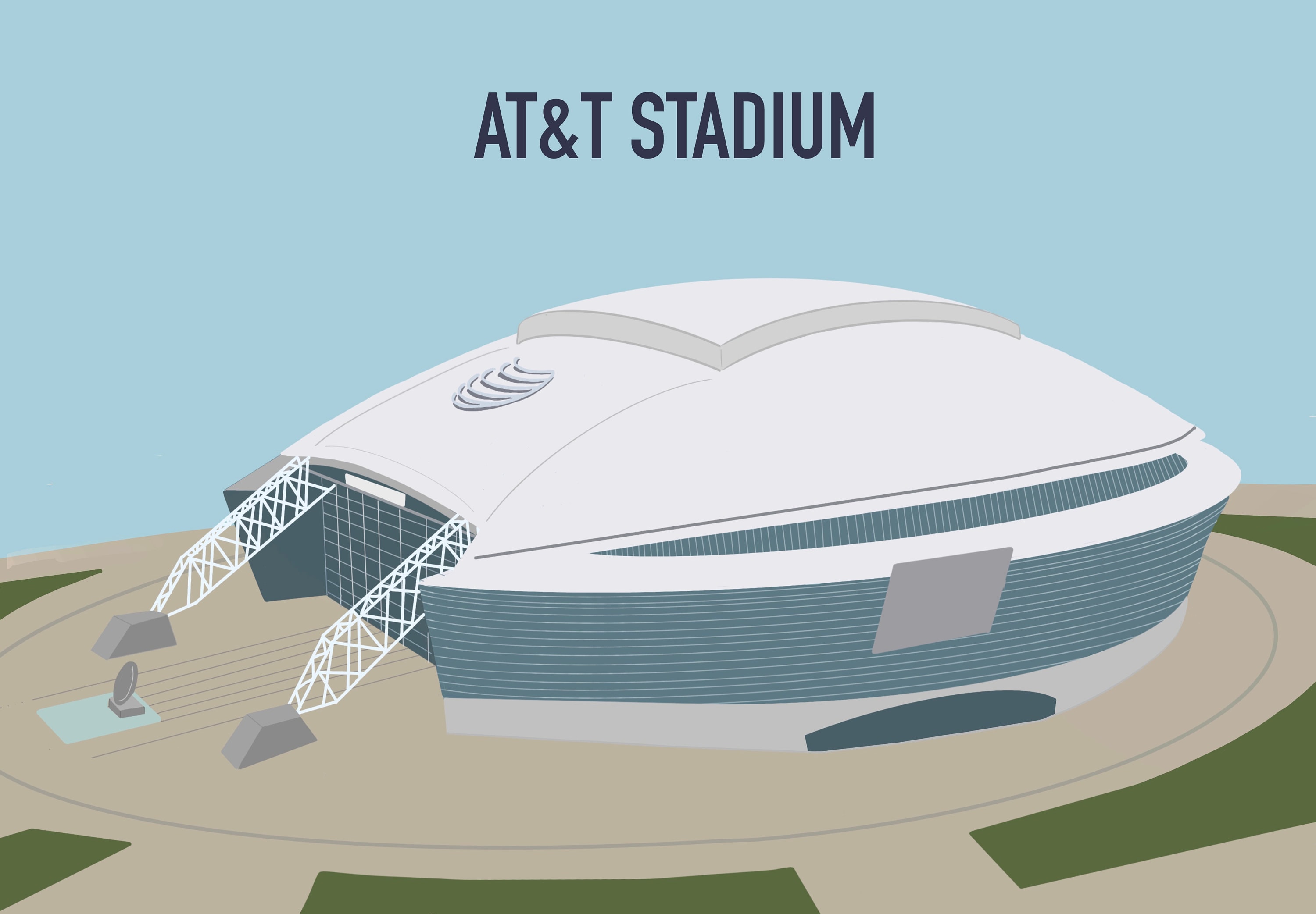 AT&T Stadium Print, Hand Drawn - Etsy