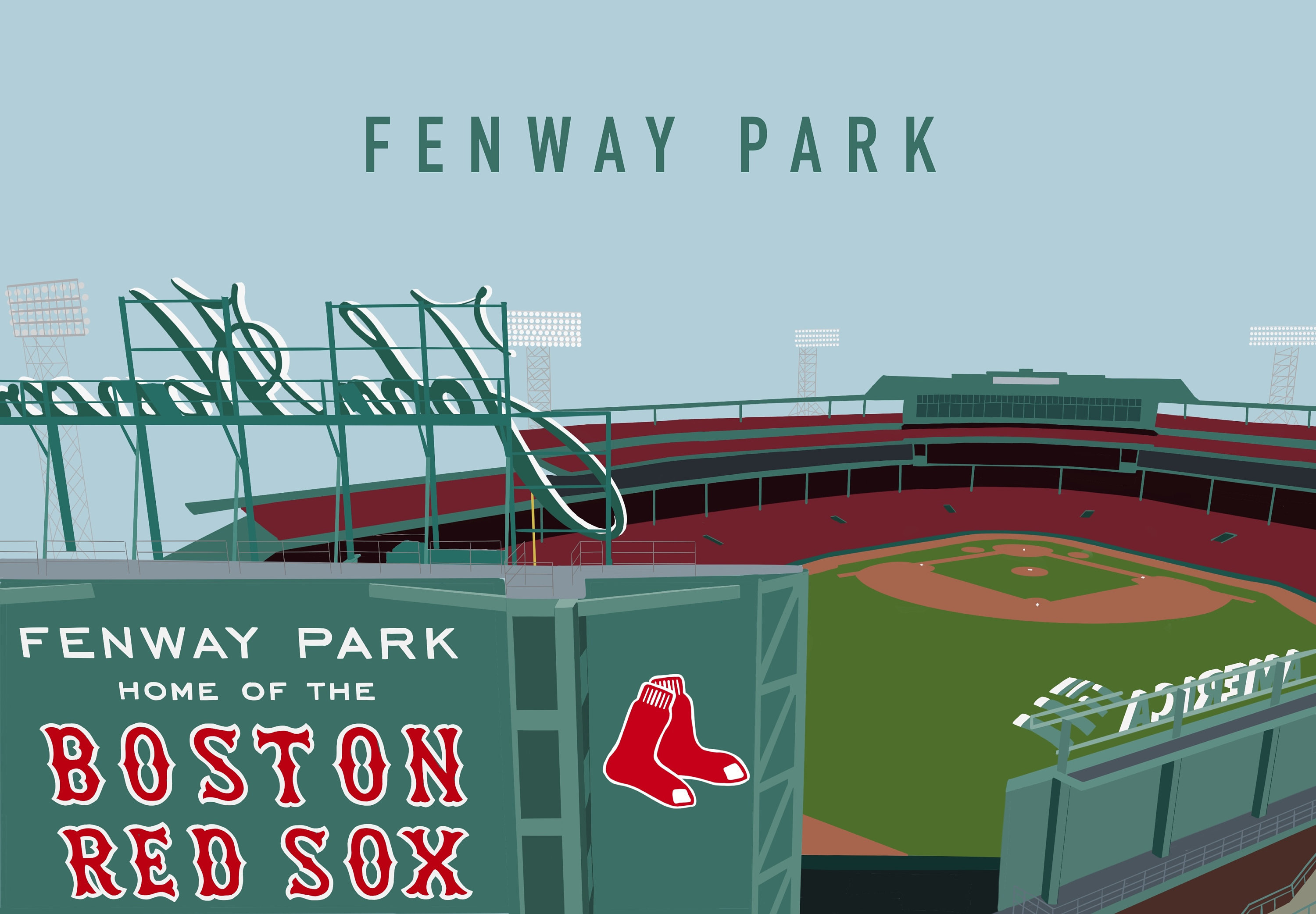 Fenway Park Print, Hand Drawn - Etsy
