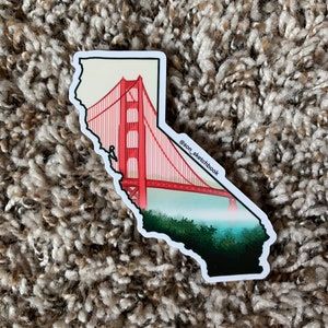 California Sticker - State Outline - Golden Gate Bridge - Etsy