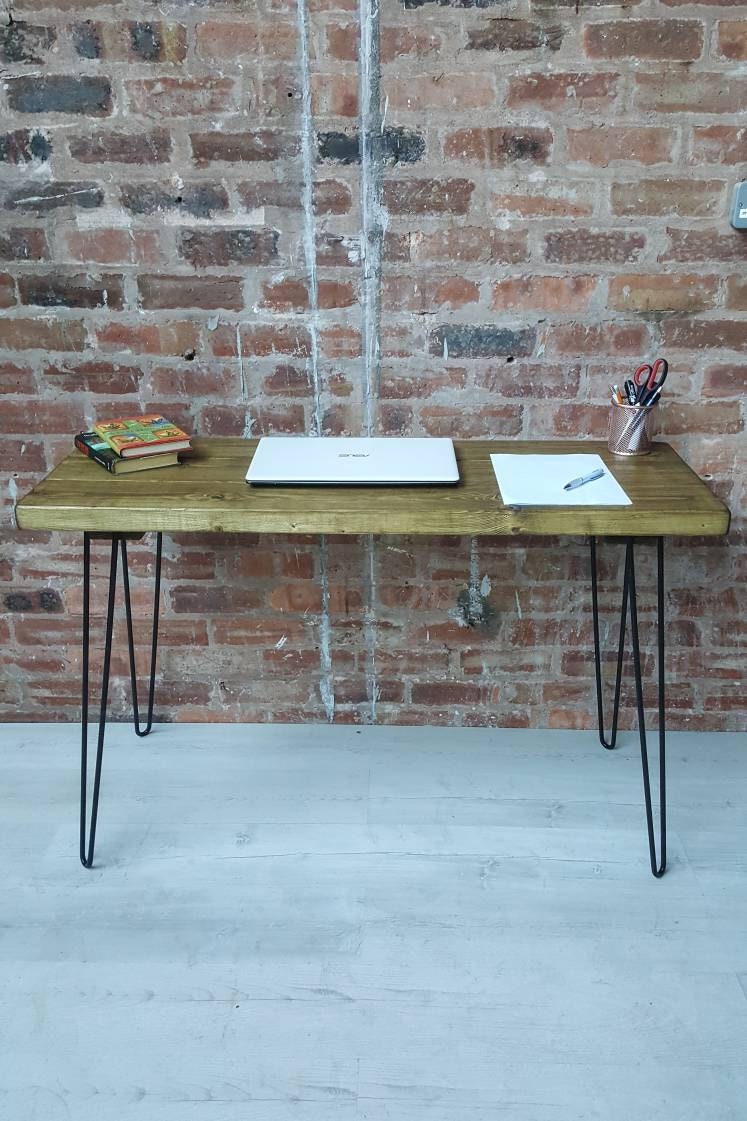 Computer Desk/Industrial Hairpin Leg desk/office desk /Rustic | Etsy