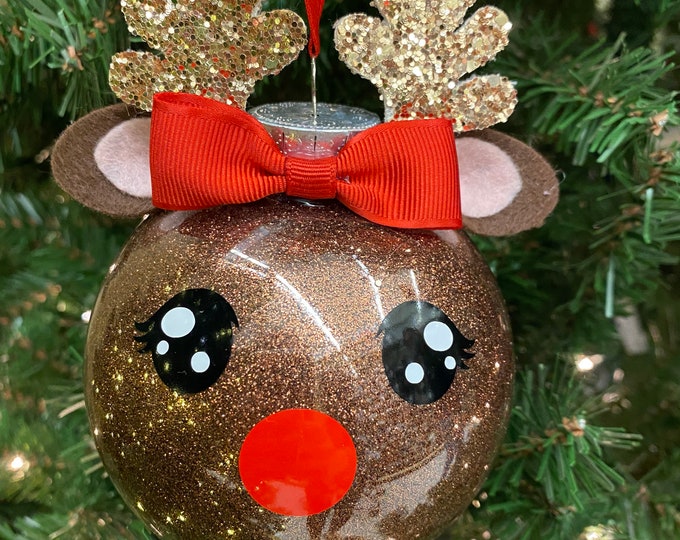 Reindeer Christmas Ornament, Reindeer Ornament, Rudolph Ornament, Santa ...