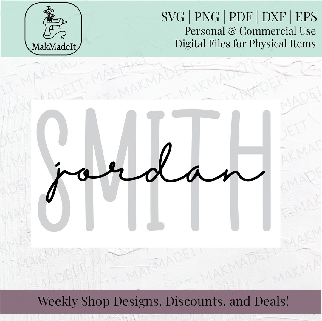 Custom First and Last Name Overlapping Name SVG Personalized Name Cut ...