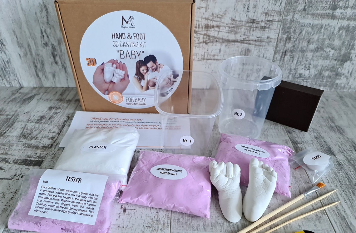 3D Hand and Foot Plaster Casting Kit for Baby 0-6 Months With - Etsy