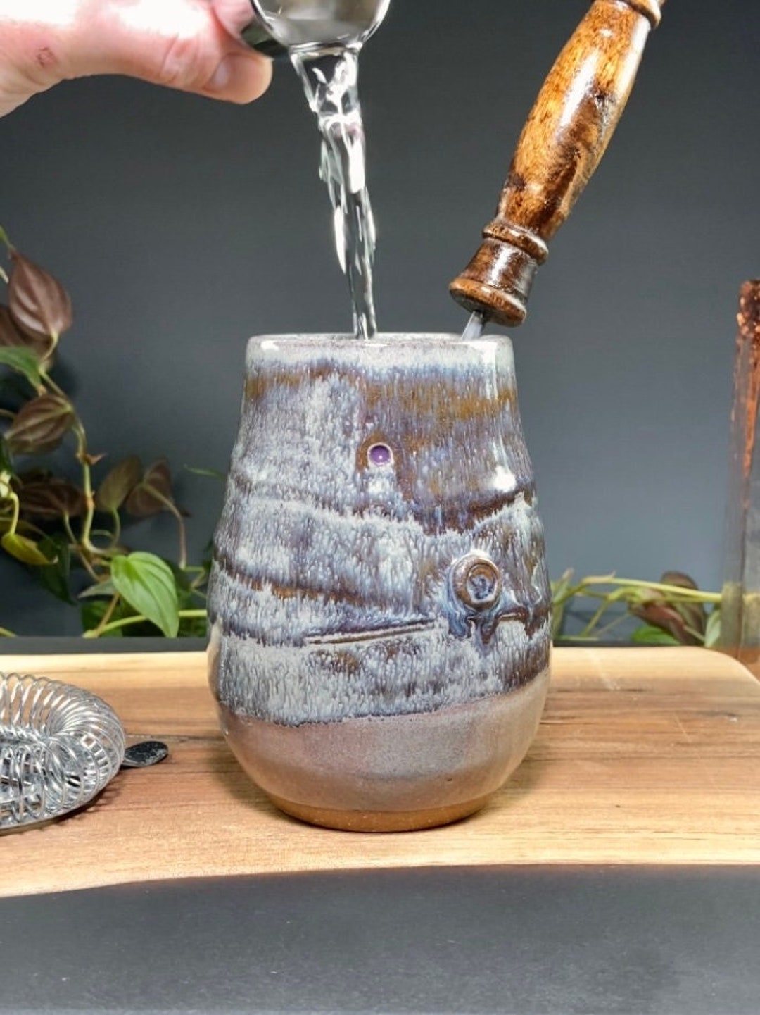 Ceramic Cup, Wheel Thrown Stoneware Pottery in Breaking Tide Glaze, 14 ...