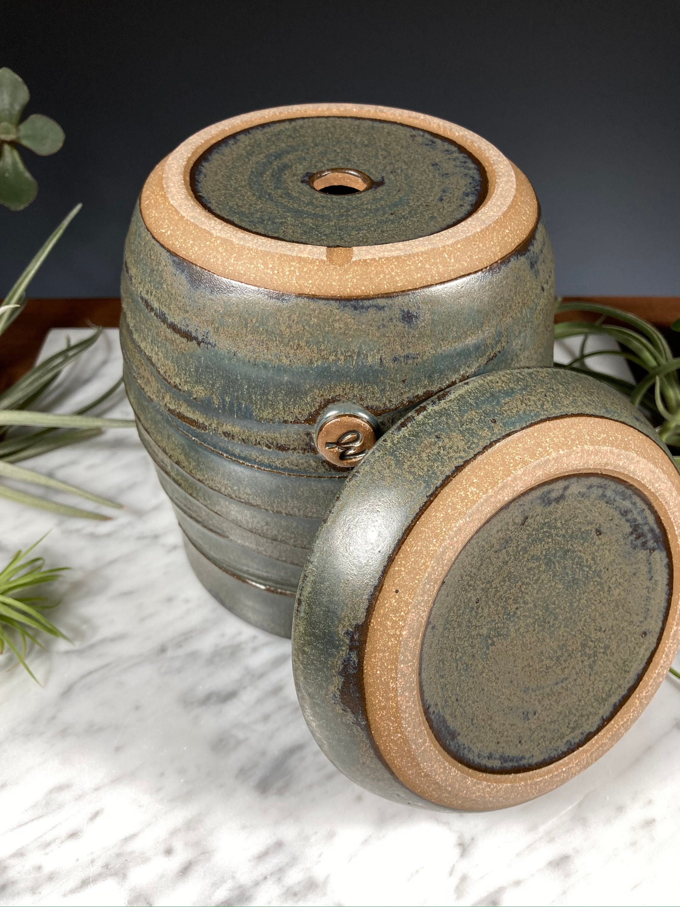 Ceramic Planter With Water Catch, Wheel-thrown Stoneware Pottery in ...