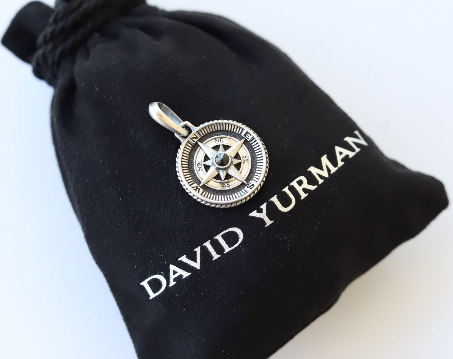 David Yurman Maritime Compass Amulet W/ Black Diamond Pendant - Etsy
