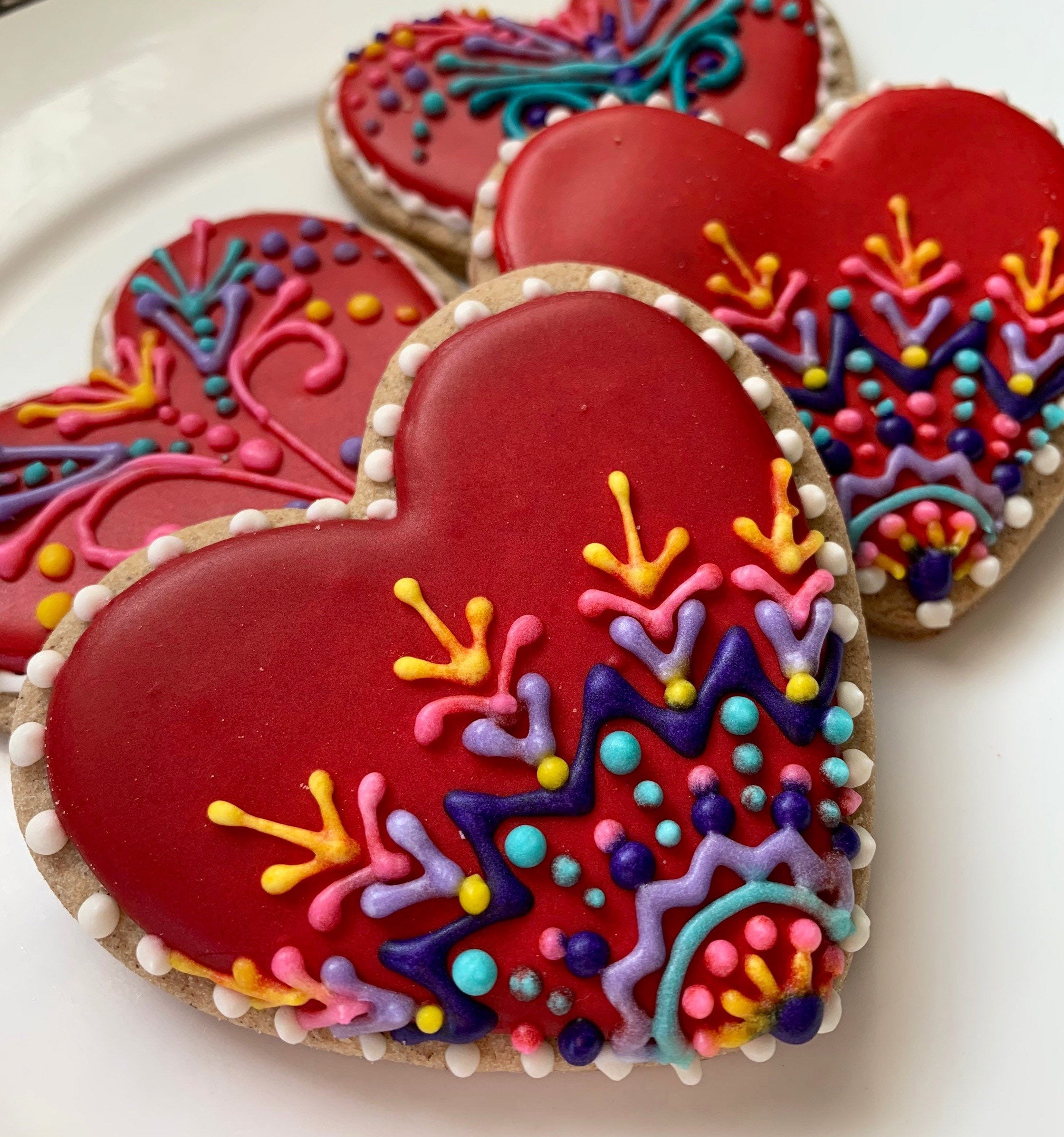 Sweet Hearts 4 Hand Made Royal Icing Sugar Cookies gluten | Etsy