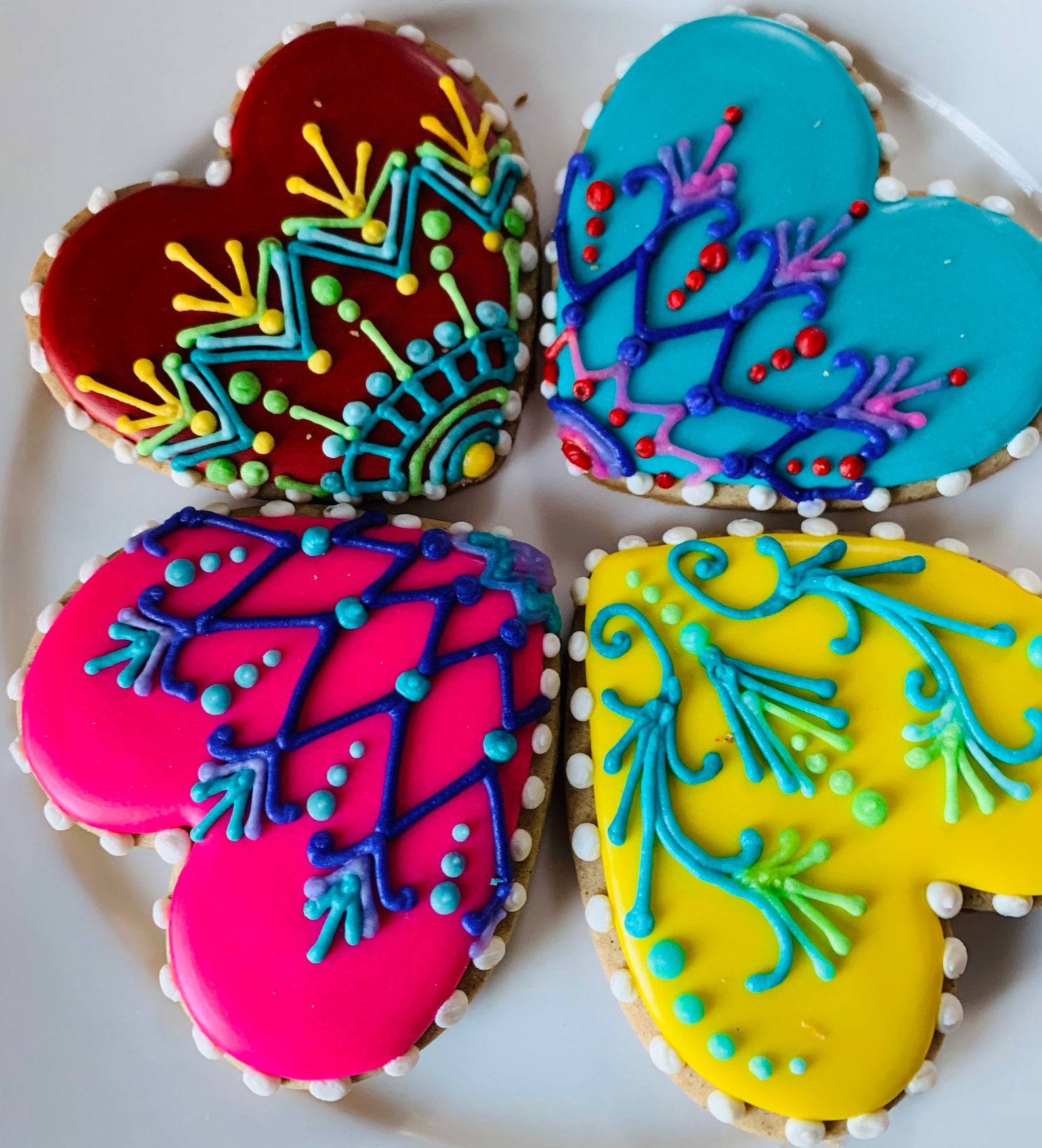 Sweet Hearts 4 Hand Made Royal Icing Sugar Cookies gluten | Etsy