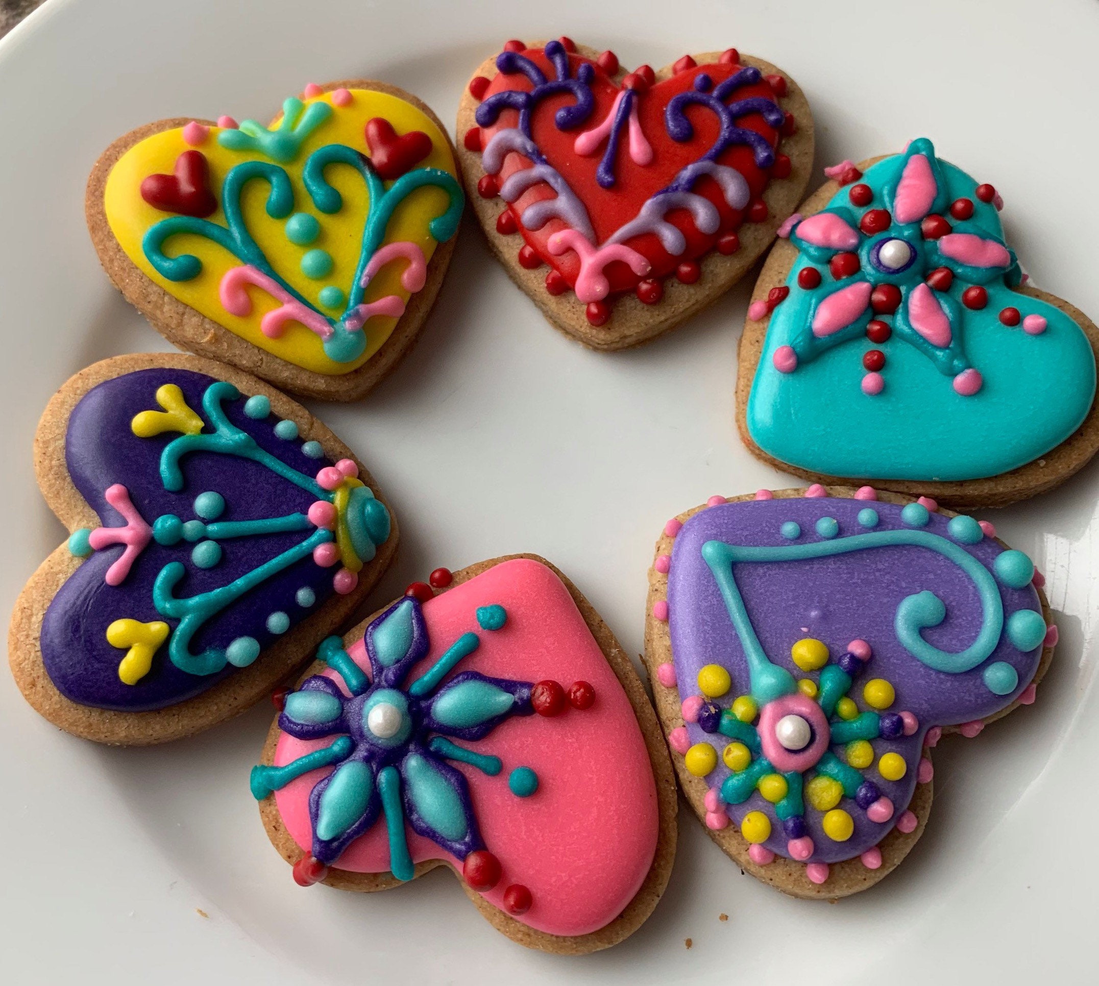 6 Mini Sweetheart Cookies/hand Made Royal Icing Sugar | Etsy