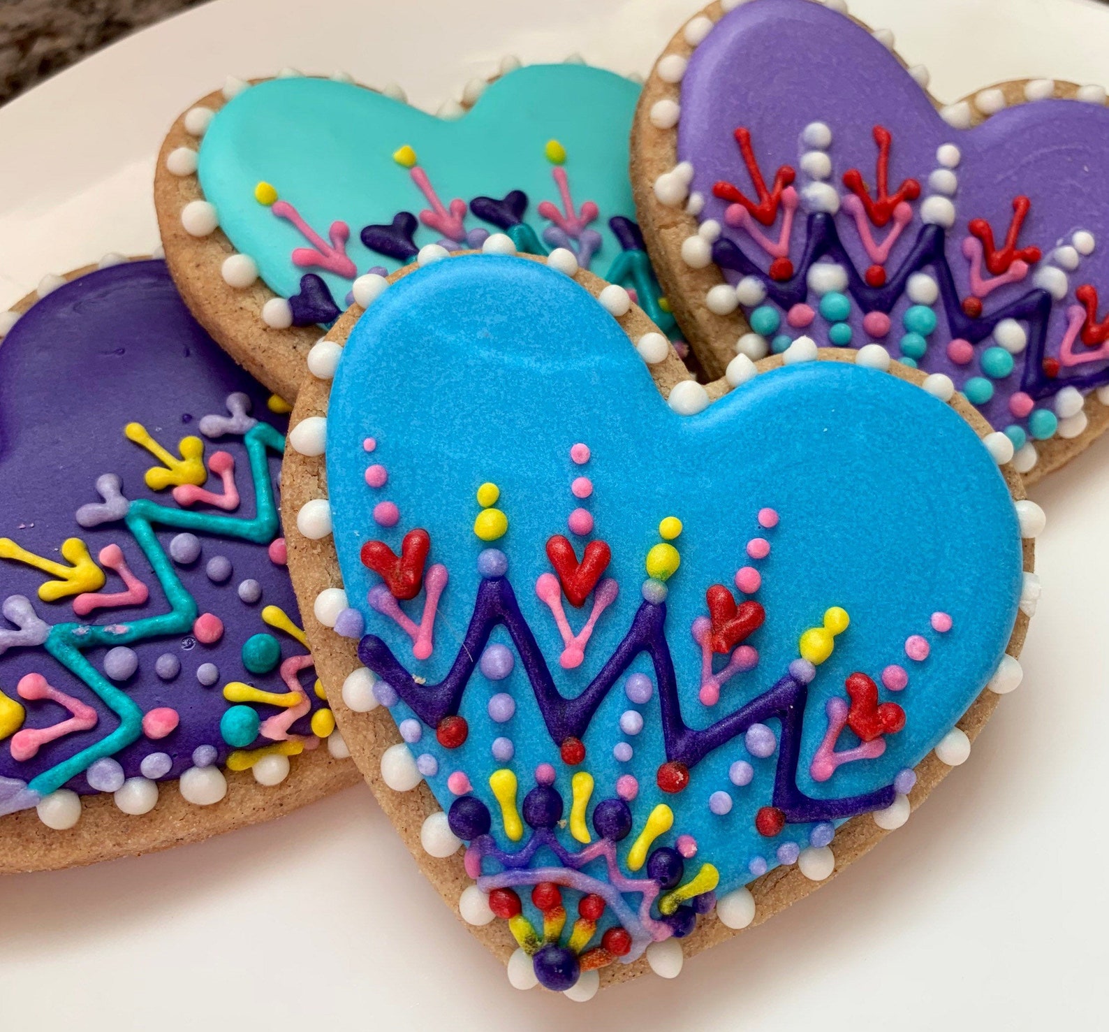 Sweet Hearts 4 Hand made Royal icing sugar cookies gluten | Etsy