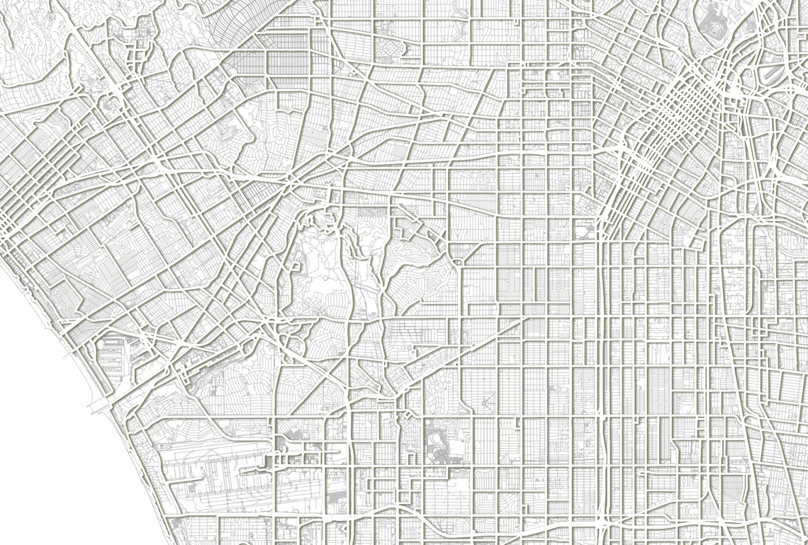 High Resolution Printable Map of Los Angeles. Instant | Etsy