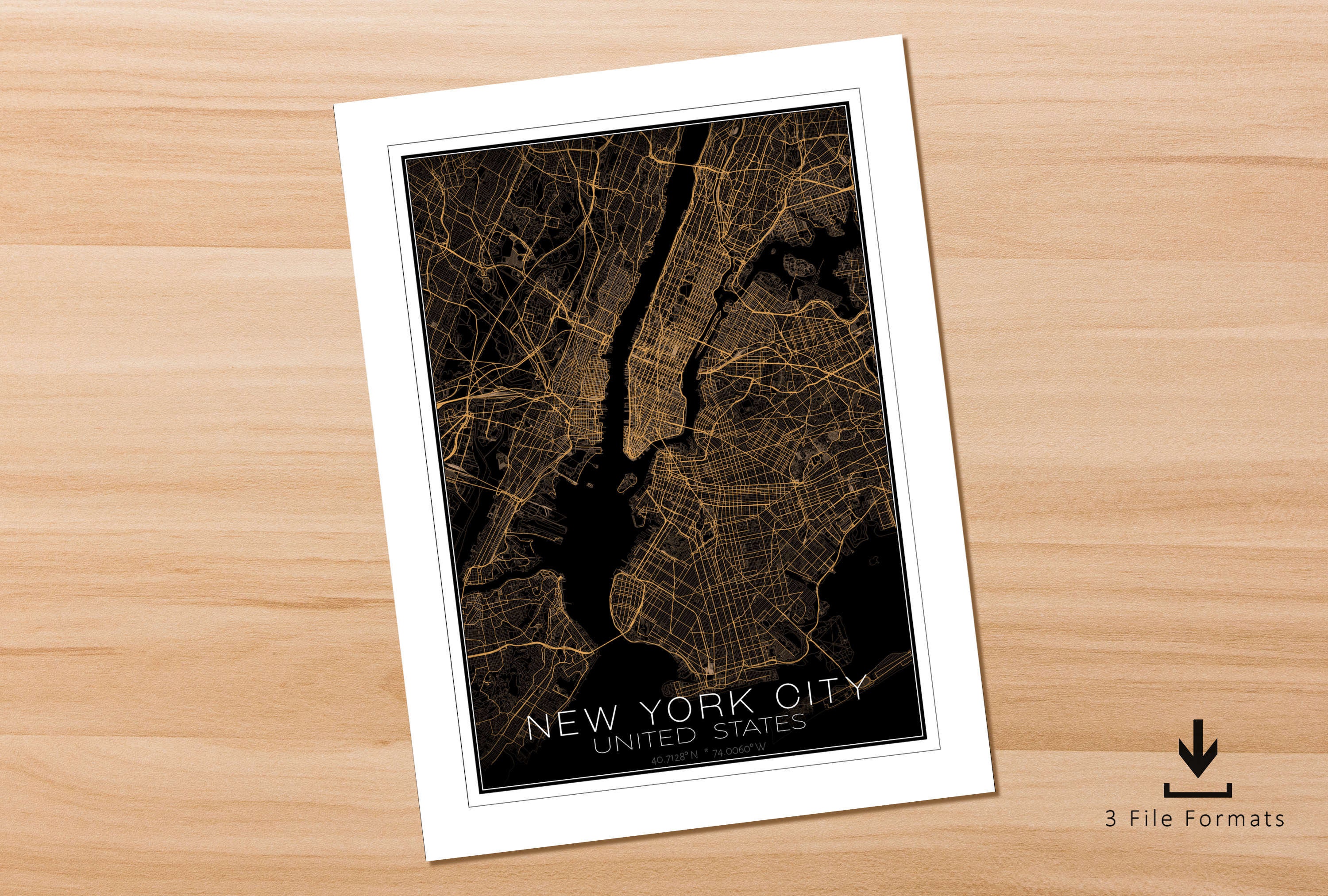 High Resolution Printable Map of New York City. Instant Download. - Etsy