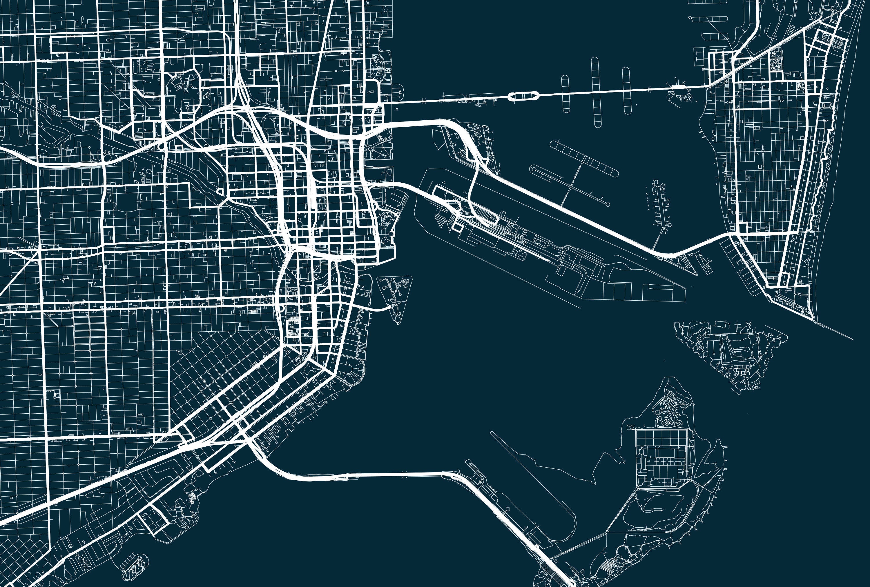 High Resolution Printable Map of Miami. Instant Download. - Etsy