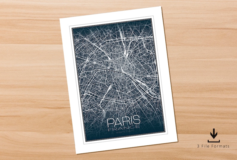 High Resolution Printable Map of Paris. Instant Download - Etsy
