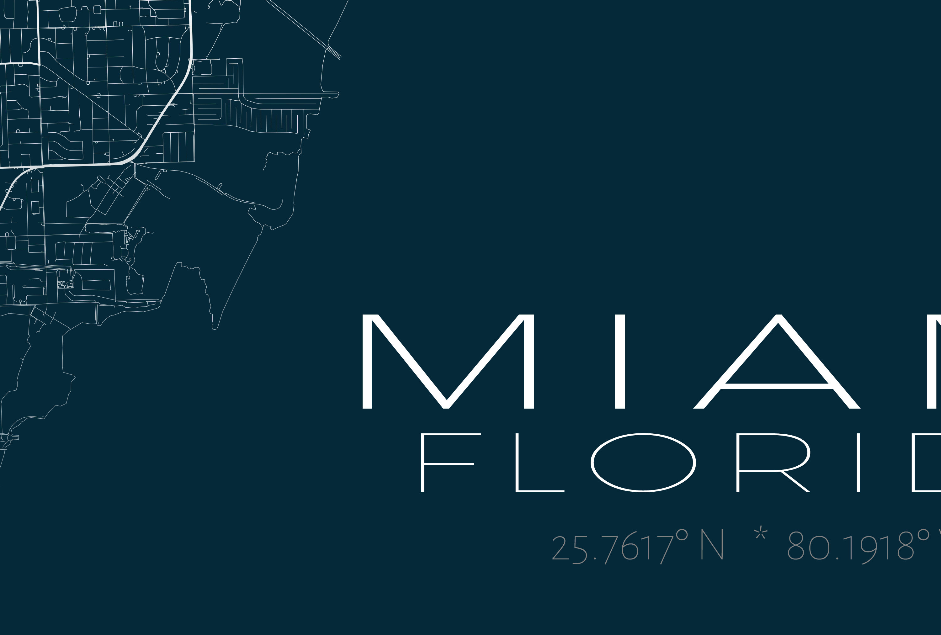 High Resolution Printable Map of Miami. Instant Download. - Etsy