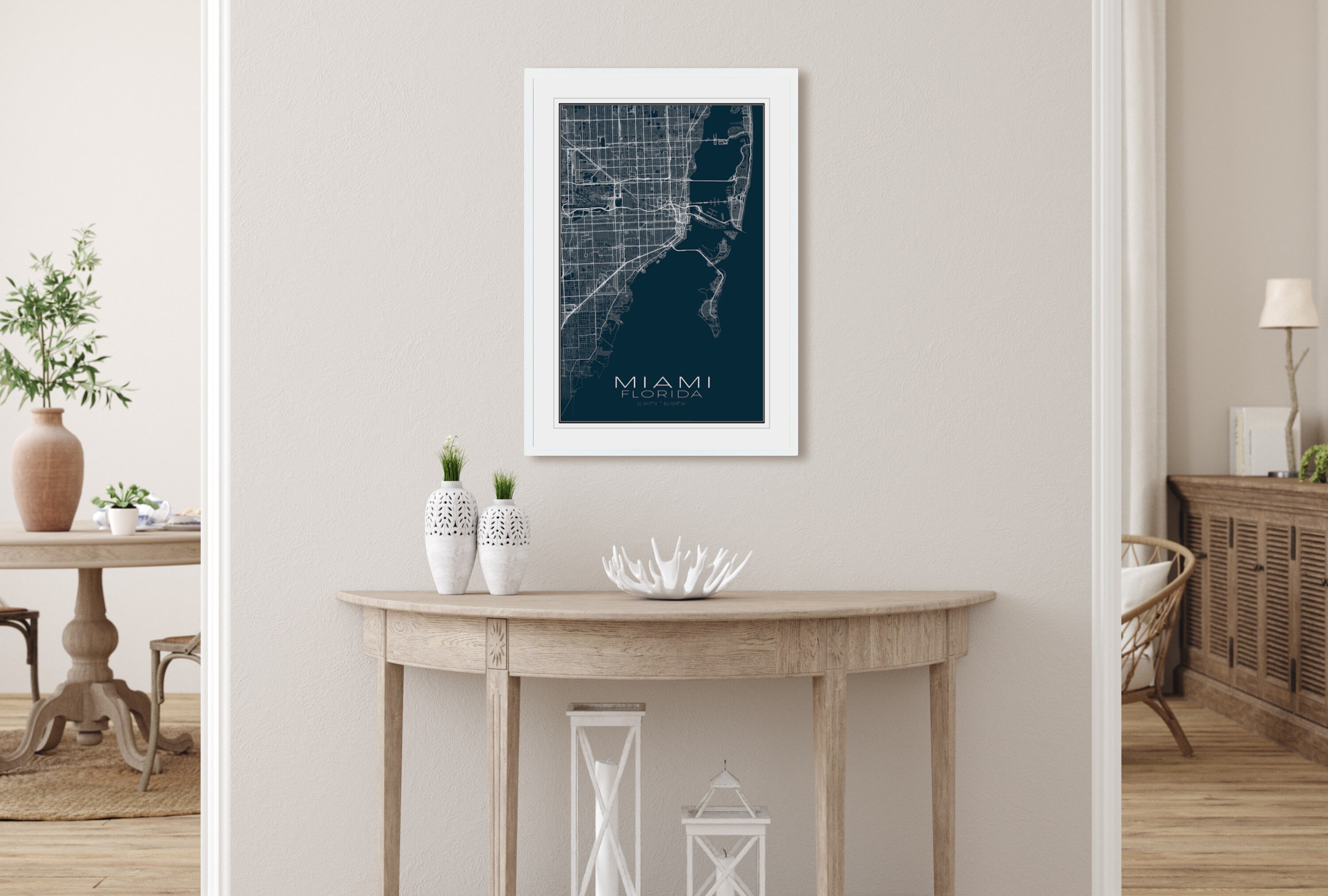 High Resolution Printable Map of Miami. Instant Download. - Etsy