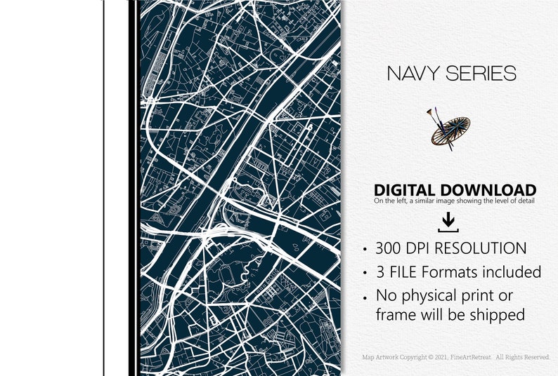 High Resolution Printable Map of Paris. Instant Download - Etsy