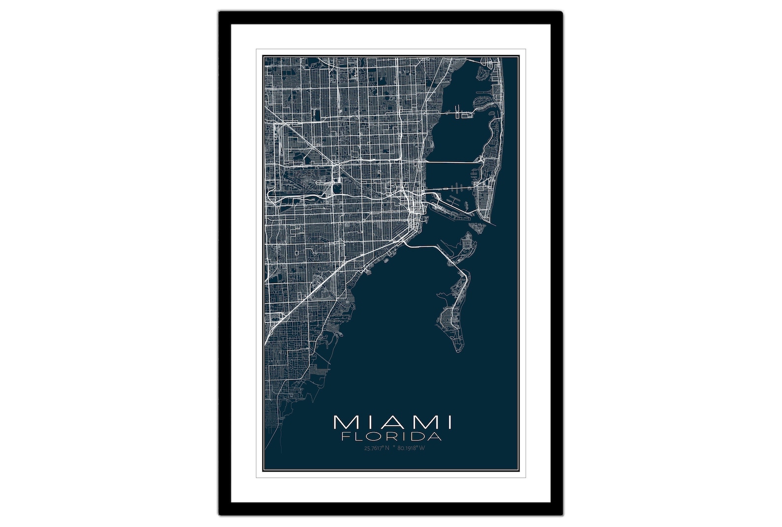 High Resolution Printable Map of Miami. Instant Download. - Etsy