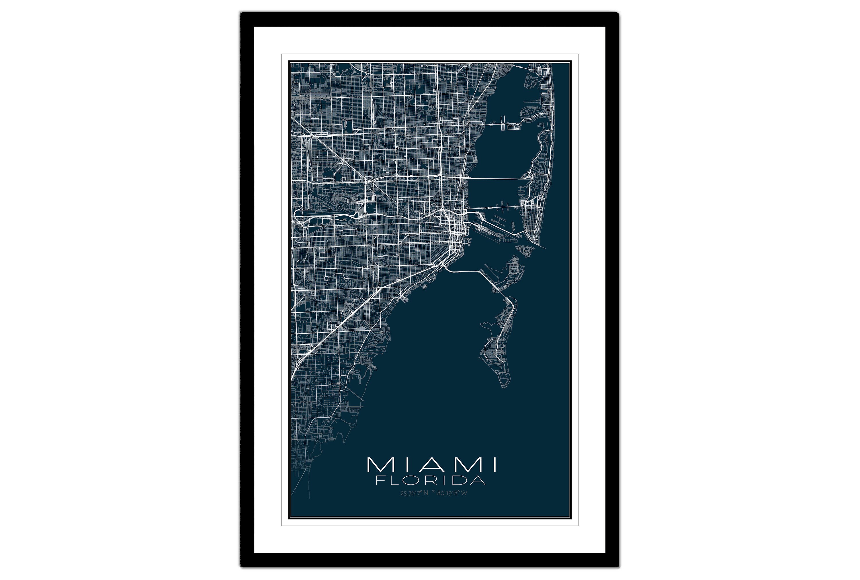High Resolution Printable Map of Miami. Instant Download. - Etsy