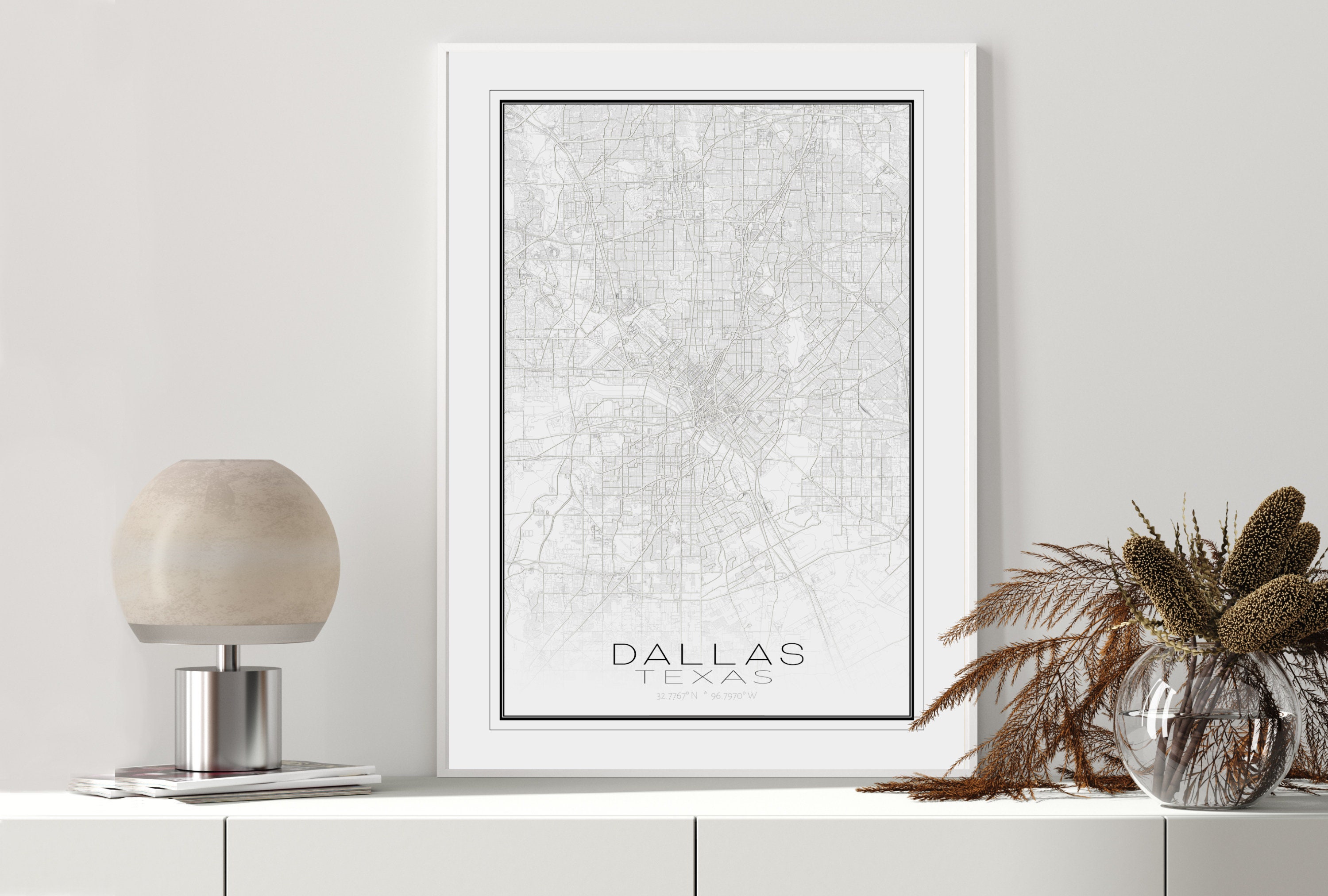 High Resolution Printable Map of Dallas. Instant Download. - Etsy