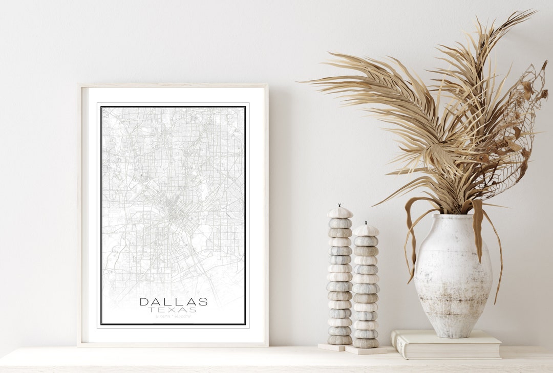 High Resolution Printable Map of Dallas. Instant Download. - Etsy