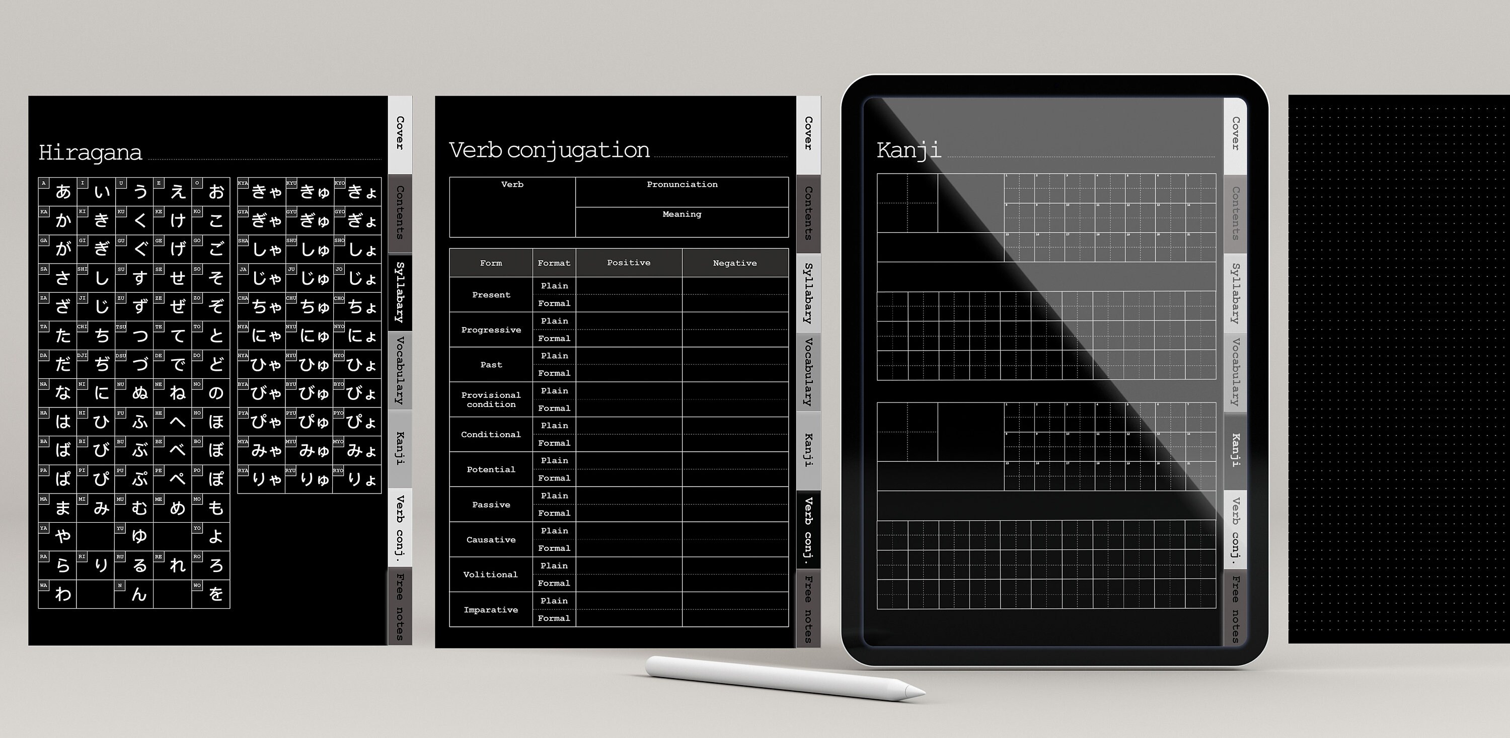 Japanese Notebook_black Theme PDF Goodnotes Compatible Keynote File ...