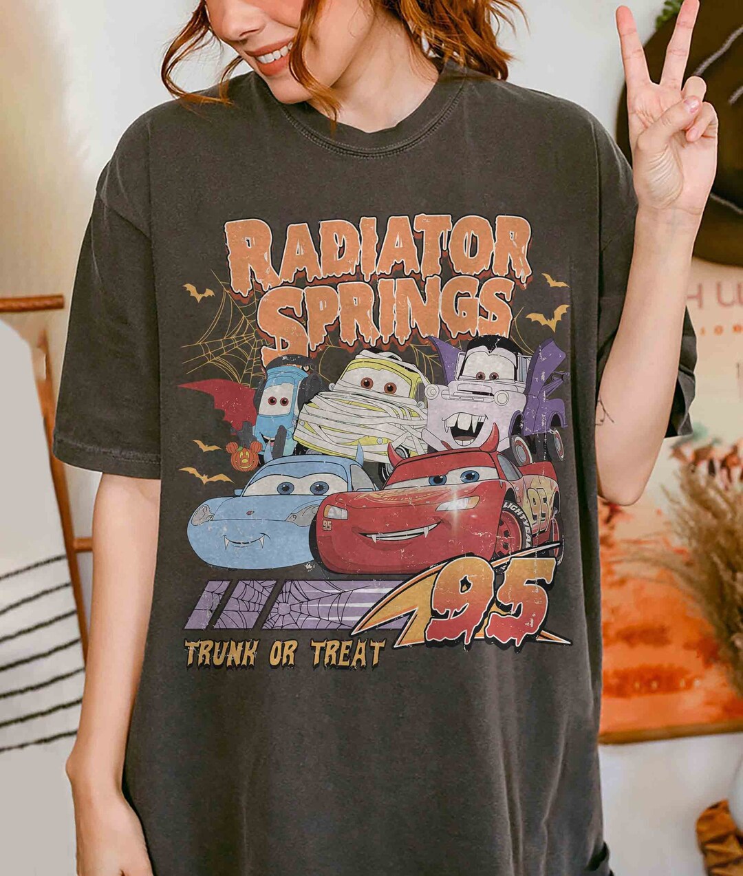 Retro Radiator Springs Cars Movie Halloween Shirt, Lightning Mcqueen ...
