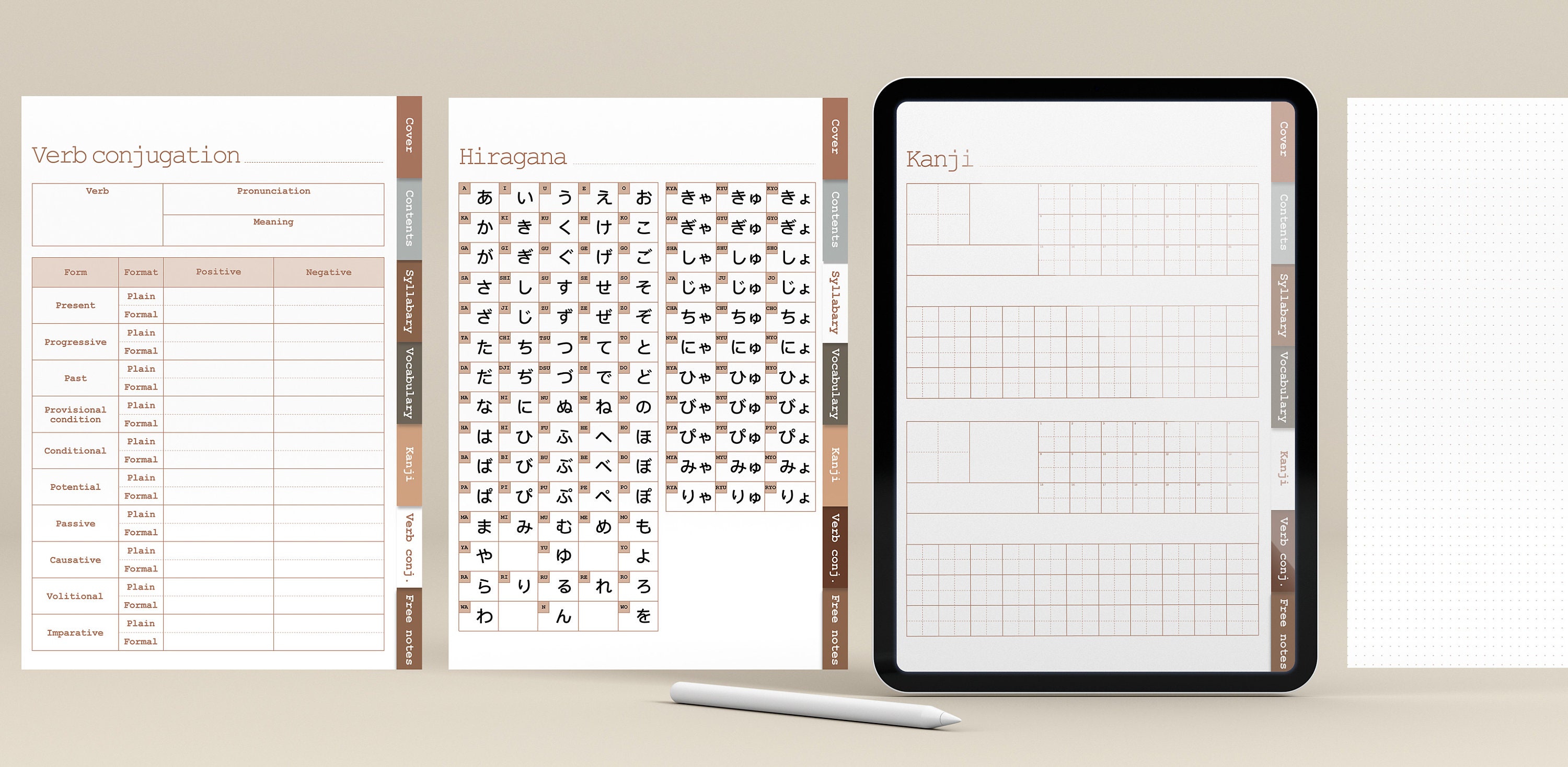 Beige Minimalist Japanese Notebook for Learning Printable & Goodnotes ...