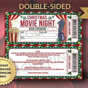 Printable Personalised Surprise Christmas Movie Night Ticket Cinema ...