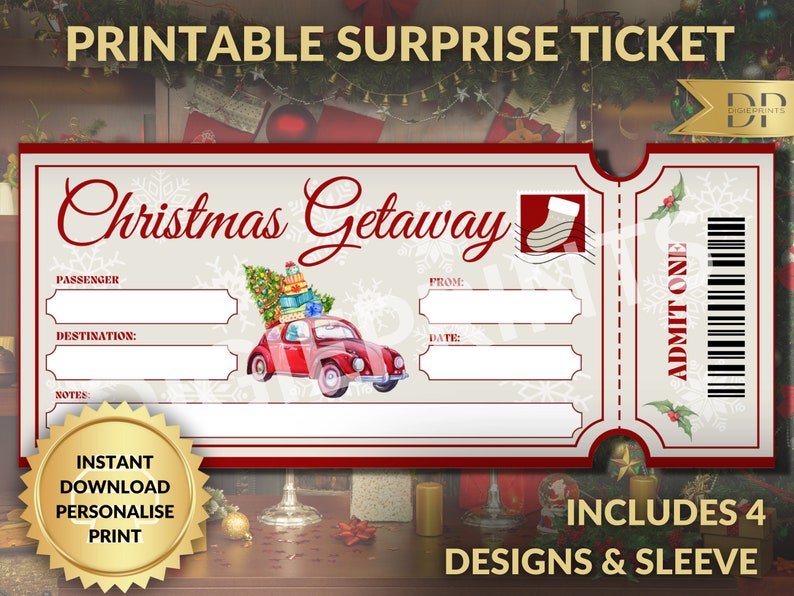 Printable Personalised Surprise Christmas Getaway Ticket - Etsy