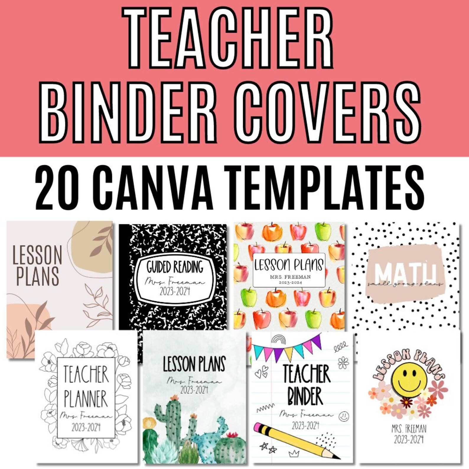 Editable Teacher Binder Cover Templates - Etsy