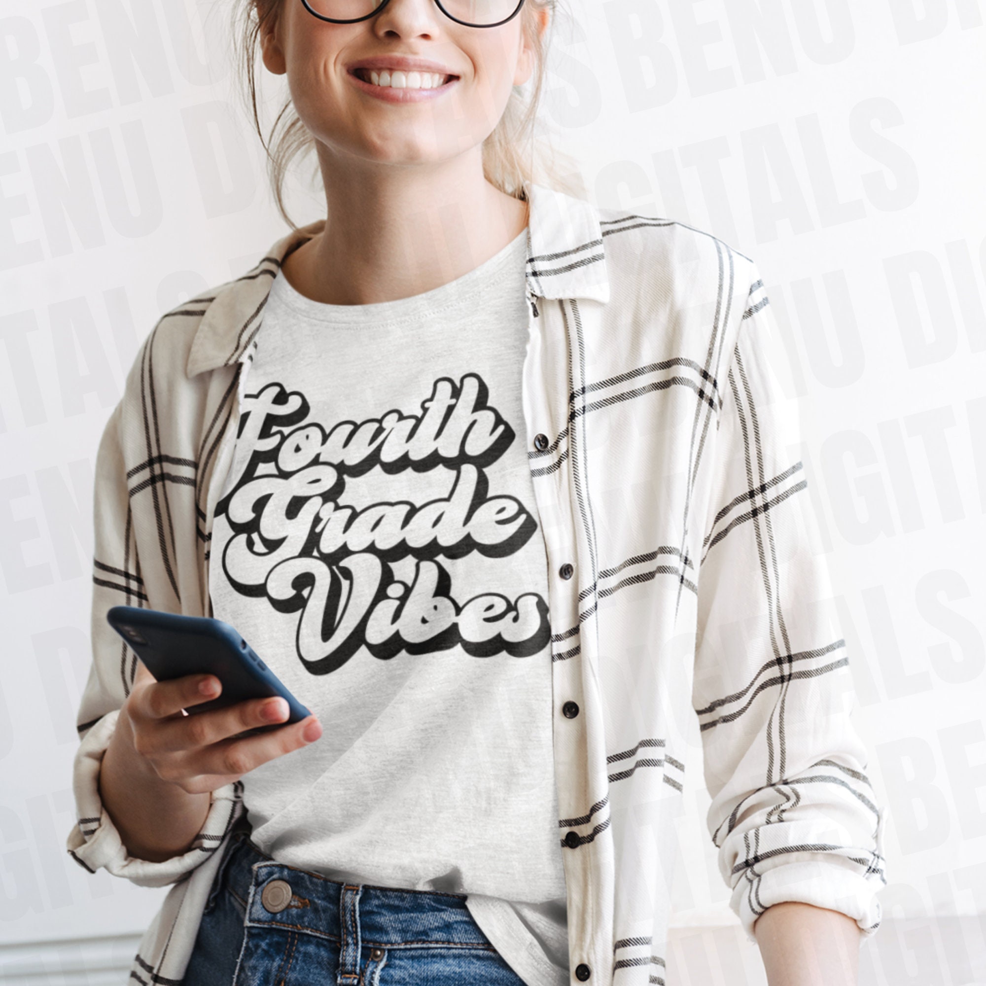 Fourth Grade Vibes Digital SVG PNG Design for Teacher T-shirts, S1 - Etsy