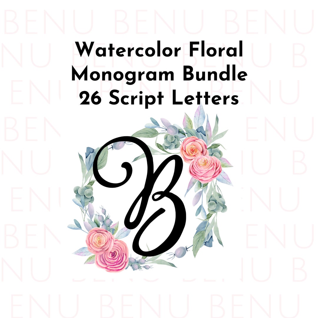 Floral Monograms A to Z BUNDLE for Sublimation T-shirts and Projects ...