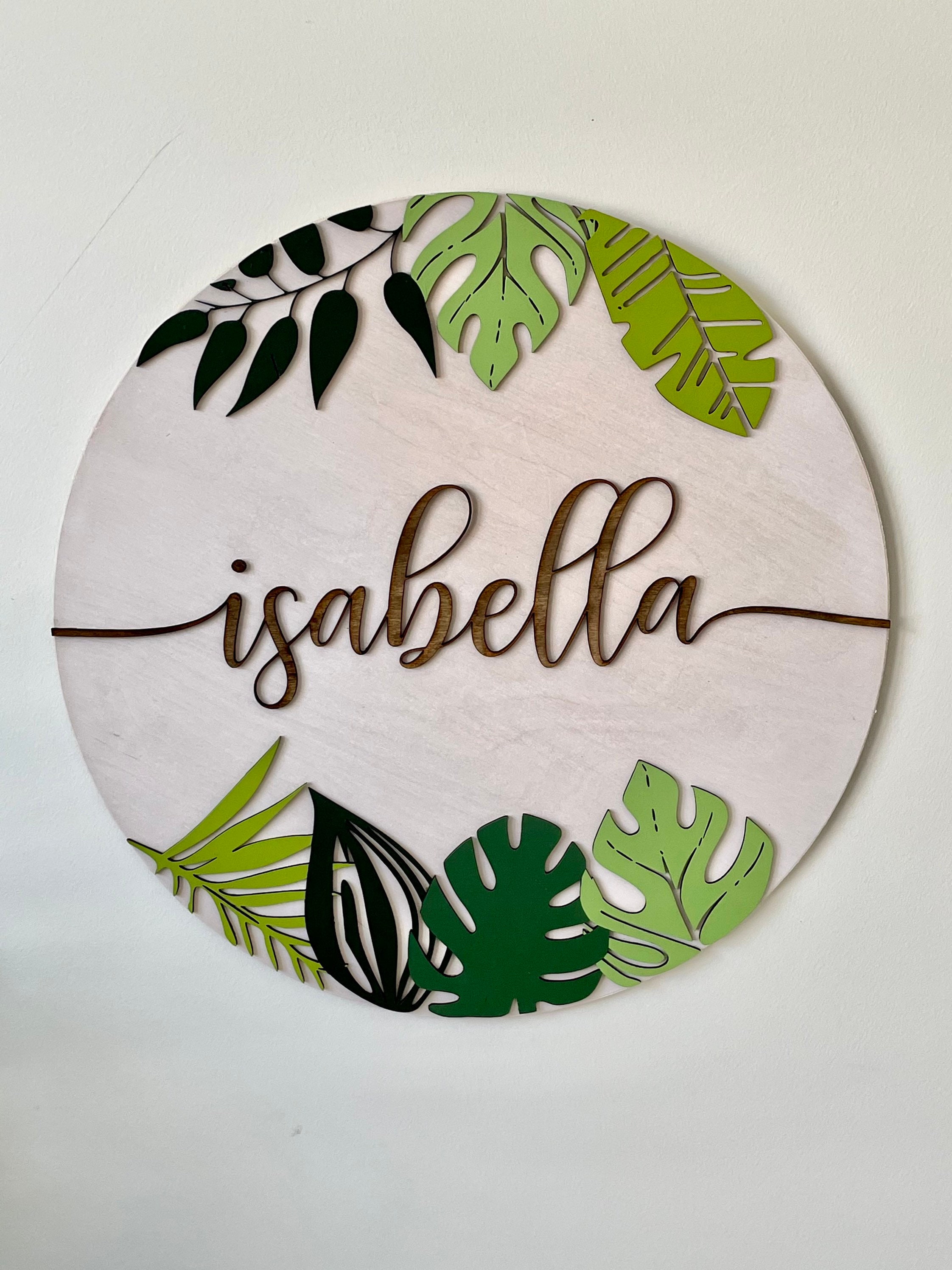 Nursery Circle Name Sign Kids Personalized Round Wooden Name - Etsy