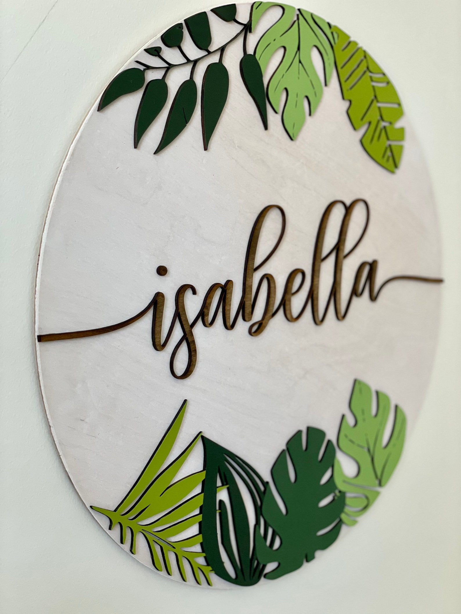 Nursery Circle Name Sign Kids Personalized Round Wooden Name - Etsy