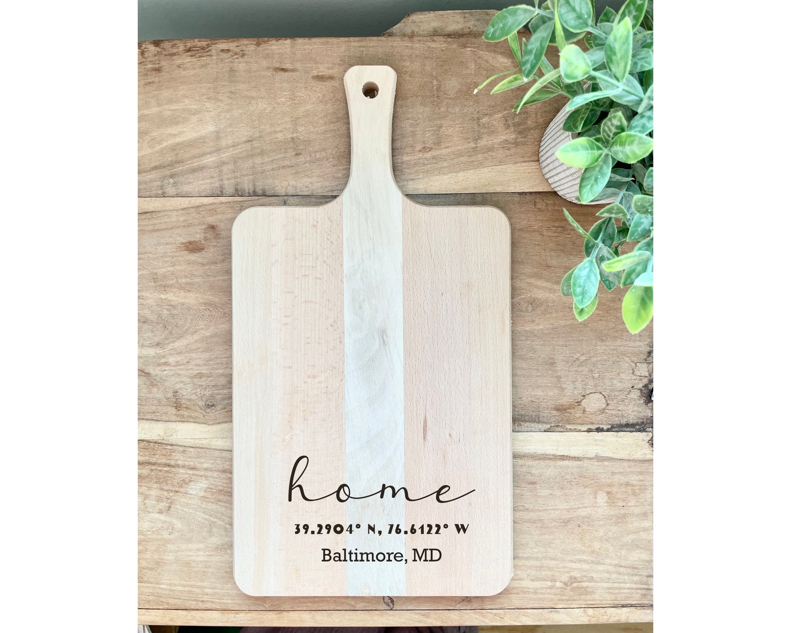 Home Coordinates Laser Engraved Custom Wood Paddle Cutting - Etsy