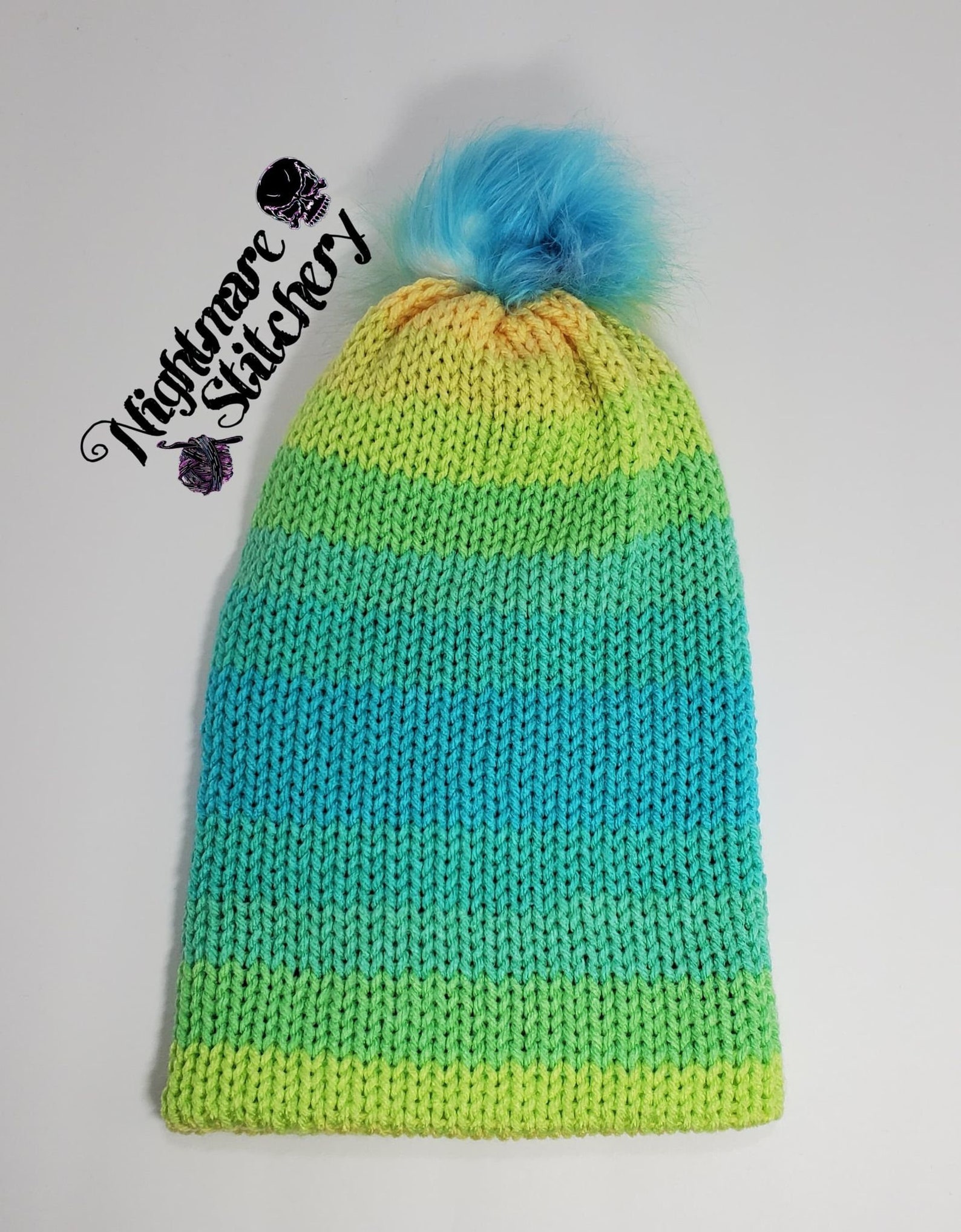 Cozy Beanie, Green & Blue Hat, Tik Tok Beanie, Winter Beanie, Faux Fur ...