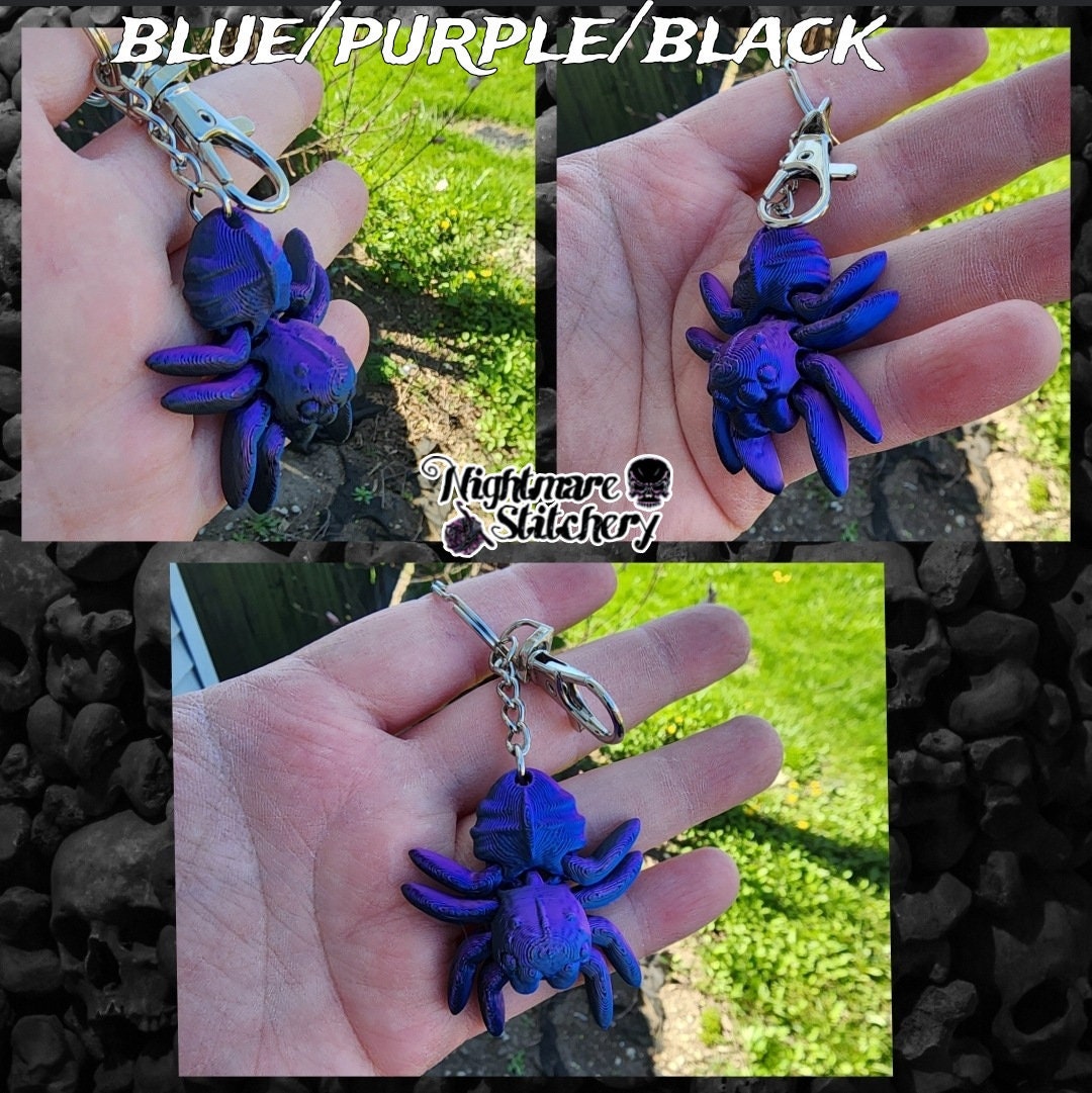 Mini Spider Keychain, 3d Printed Keychain, Mini Spider, Bag Clip, Color ...