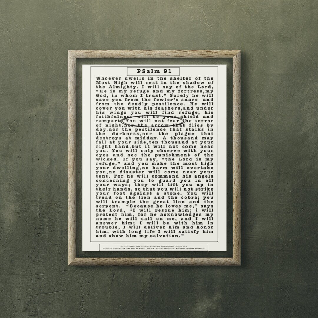 Psalm 91 Printable Wall Art Scripture Sign Psalm 91 Bible Verse Psalm ...