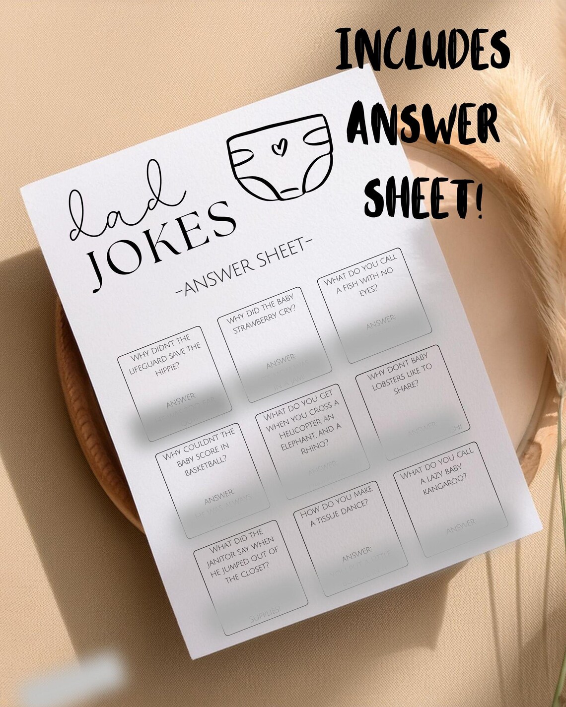Dad Joke Baby Shower Game, Dad Jokes Game, Dad Jokes Baby Shower for ...