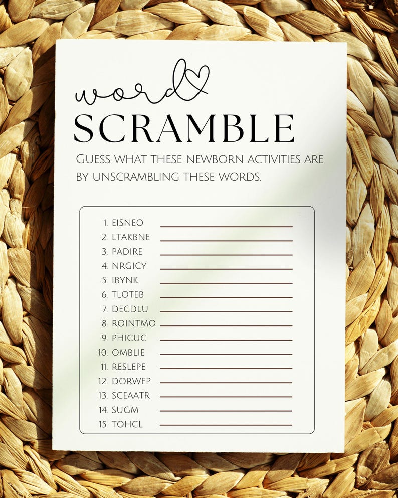 Baby Word Scramble Game Printable | Fun Baby Shower Games Digital ...