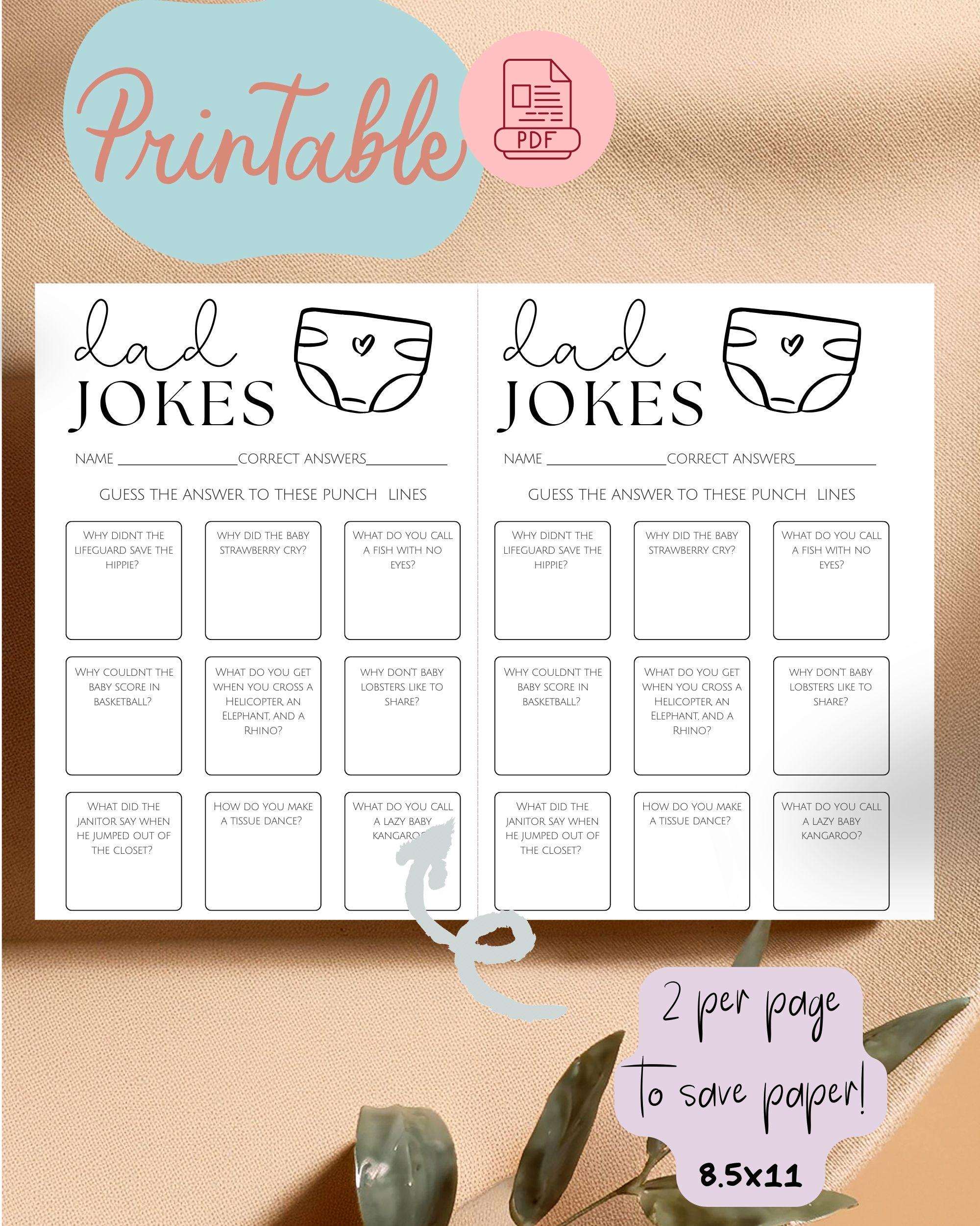 Dad Joke Baby Shower Game, Dad Jokes Game, Dad Jokes Baby Shower for ...