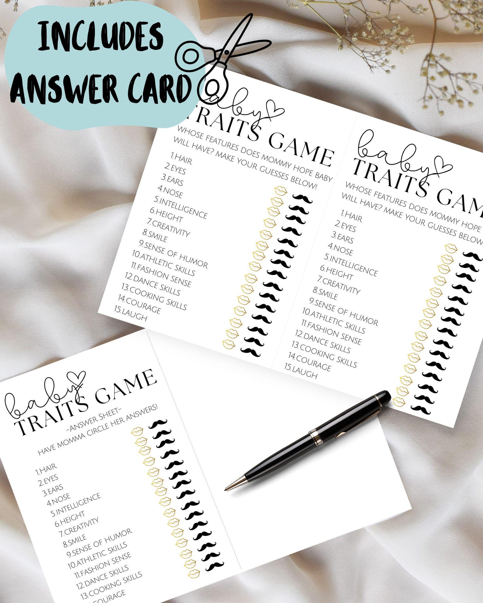 Baby Shower Baby Traits Game Printable | Fun Baby Shower Games Digital ...