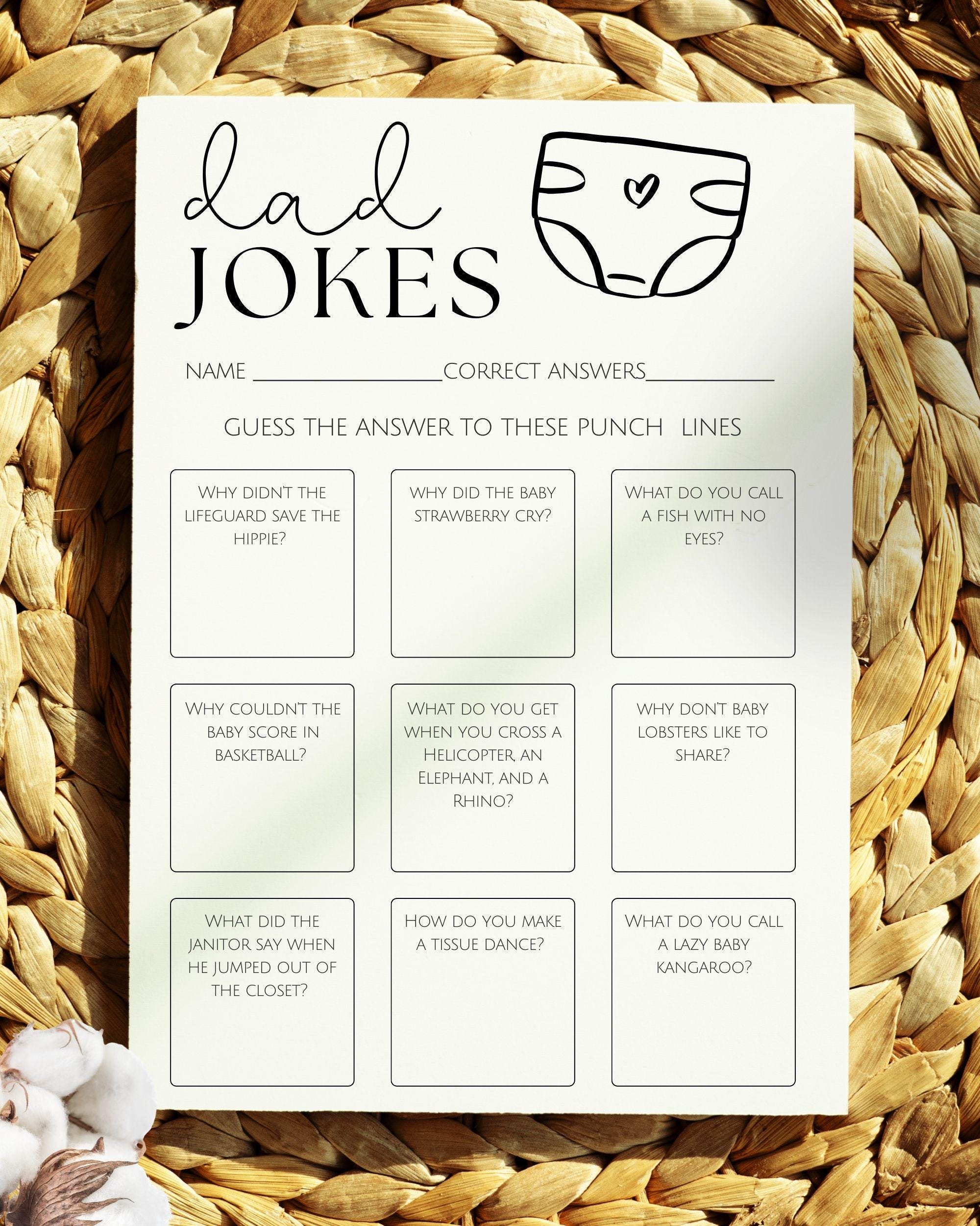 Dad Joke Baby Shower Game, Dad Jokes Game, Dad Jokes Baby Shower for ...