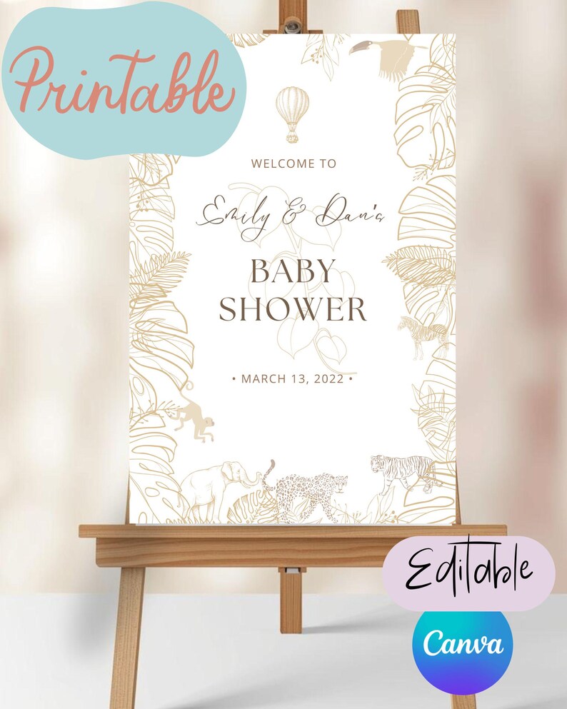 Boho Jungle Baby Shower Welcome Sign, Baby Shower Welcome Poster ...