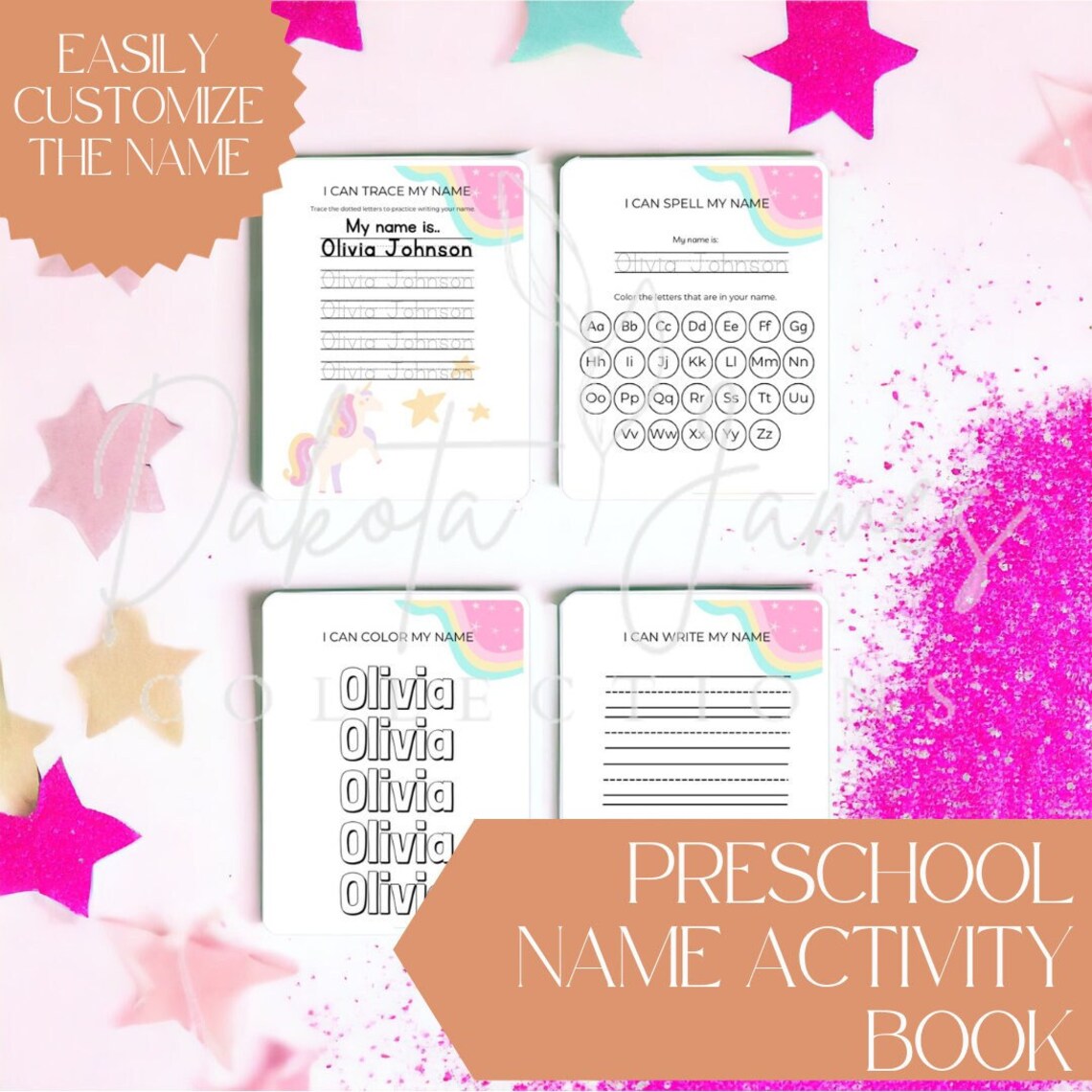 CUSTOMIZABLE Preschool Name Tracing Worksheets, Name Activity Sheets ...
