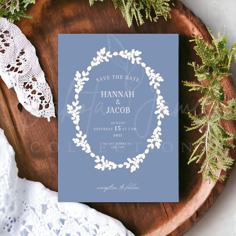 EDITABLE Elegant Blue Save the Date, Digital Download Save the Date ...