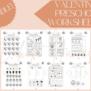 PRINTABLE Valentines Day Preschool and Kindergarten Worksheets, Fun ...