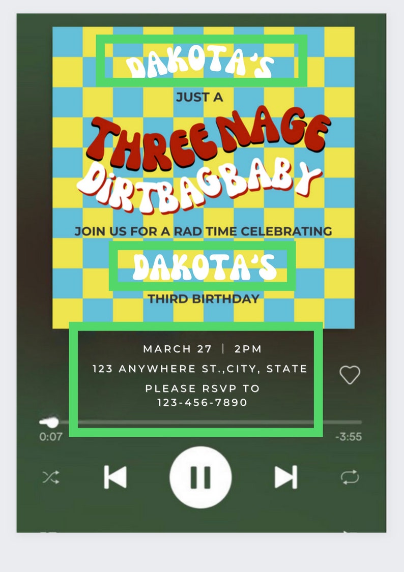 EDITABLE 3rd Birthday Party Invite, Threenage Dirtbag Birthday ...